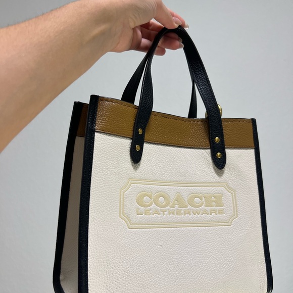 Coach | Bags | Coach Leatherware Cream And Brown Tote | Poshmark